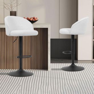 M&S Collection M&s - Lot de 2 chaises de bar H63/84 cm en tissu bouclette blanc - arja