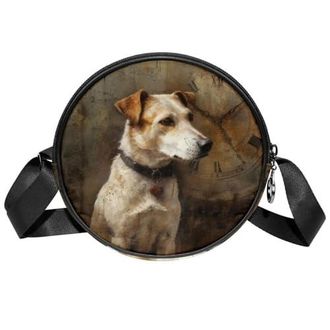 Generic Sac &agrave; bandouli&egrave;re rond pour femme, petit sac &agrave; bandouli&egrave;re vintage avec fermeture &eacute;clair, bretelles r&eacute;glables, sac &agrave; main rond d&eacute;contract&eacute; pour femmes