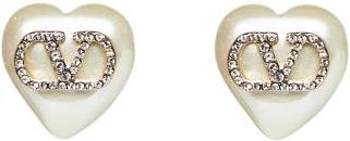 Valentino Garavani Femme, Accessoires, Beige, Taille: ONE Size VLogo Heart Earrings
