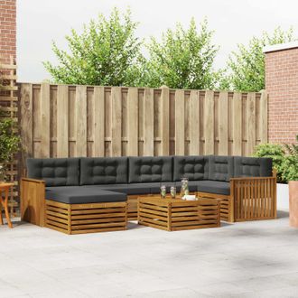 vidaXL Vidaxl Set Di Divani Da Esterno 7 Pz Naturale E Antracite