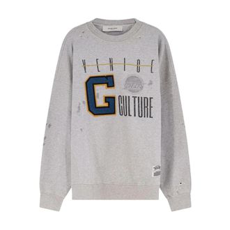 Golden Goose Journey Sweatshirt mit Print und Patch - - Sweatshirts & Hoodies - Damen - Grau - M