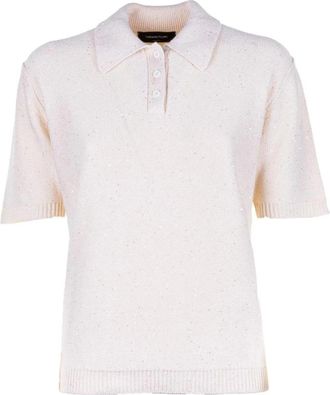 Fabiana Filippi Paillettenbesetztes Strick-Poloshirt - - Tops - Damen - Beige - M