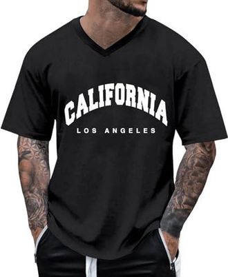 Generic T-shirt surdimensionn&eacute; pour homme - T-shirt d&eacute;t&eacute; &agrave; col rond &agrave; manches courtes - Avec imprim&eacute; urbains - Chemises basiques pour homme - Chemises d&eacute;contr