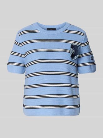 Oui Strickshirt mit floraler Applikation