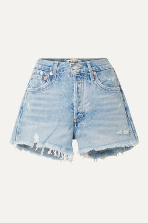 A Gold E Parker Jeansshorts In Distressed-optik - Blau
