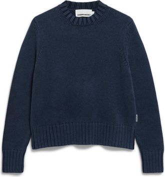 Armedangels Damen Pullover aus Bio-Baumwolle AMALIAAS GMT DYE Relaxed Fit Night Sky