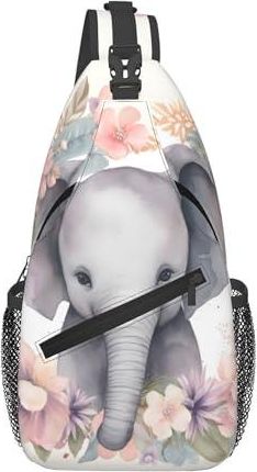 Generic Sacoche Bandouliere &Eacute;l&eacute;phant de dessin anim&eacute;, animal mignon Multifonction Sac &agrave; Bandouli&egrave;re Antivol Sac &agrave; Dos De Voyage pour Cyclisme Homme Camping