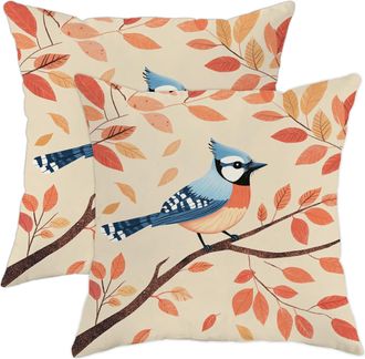 Generic Herbstlicher Blauh&auml;her Kissenh&uuml;lle Mit Rei&szlig;verschluss Dekokissen Luxuri&ouml;se Kissenbez&uuml;ge F&uuml;r B&uuml;ro Hotel Heimdekoration 45X45Cm 2Er Set