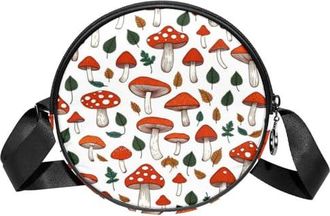 Generic Sac &agrave; bandouli&egrave;re rond rond pour femme, petit sac &agrave; bandouli&egrave;re champignon avec fermeture &eacute;clair, bretelles r&eacute;glables, d&eacute;contract&eacute; pour femmes et fill