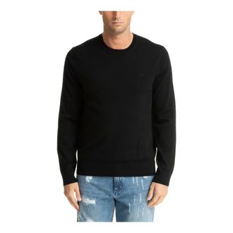 Michael Kors Homme, Pulls, Noir, Taille: XL Pullover uni avec broderies logo