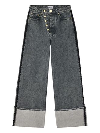Ganni jean &agrave; boutons d&eacute;coratifs - Gris