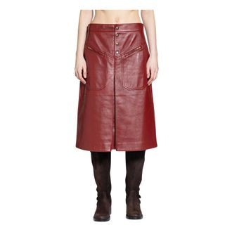 Chlo&eacute; Femme, Jupes, Rouge, Taille: 40 FR Jupe en cuir longueur genou
