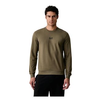 Emporio Armani SweaT-shirt en coton &agrave; col rond Core Identity - Homme - Sweatshirts et sweats &agrave; capuche - Vert - Taille: 2XL