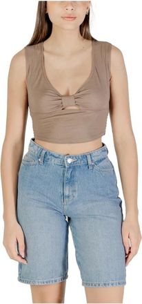 Only Only, Femme, Tops, Brun, Taille: 38 FR Haut Court Sans Manches &agrave;