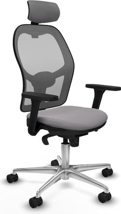 Piqueras y Crespo Schreibtischstuhl mit 3D-Armen, h&ouml;henverstellbare Lendenwirbelst&uuml;tze und h&ouml;henverstellbares Kopfteil, Grau/Grau