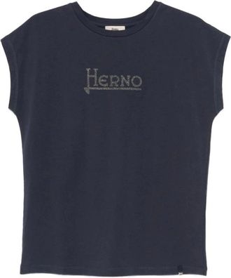 Herno Femme, Tops, Bleu, Taille: 38 FR T-shirt avec logo lettrage
