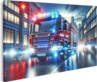 Islandburner Bild auf Leinwand Modernes Feuerwehrauto Mit Blaulicht In Aktion In Der Stadt Bilder Wandbilder Poster