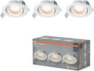 Osram Spot Set LED Einbaustrahler, 4,9W, 220lm, 2700K, &Oslash;90mm Deckenspot, 120&deg;, Wei&szlig;, schwenkbar, 3er-Set