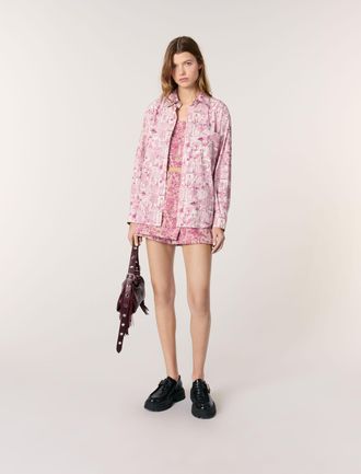 Maje Bedrucktes Oversize-hemd - Imprime Paris Rose - Gr&ouml;&szlig;e 32 - Maje