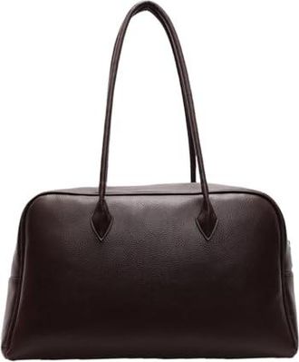 Generic Cymwer Sac &agrave; aisselles en PU avec poign&eacute;e sup&eacute;rieure, sac doreiller de couleur unie pour femmes voyageant (marron)