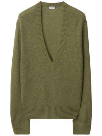 Burberry pull &agrave; col v - Vert