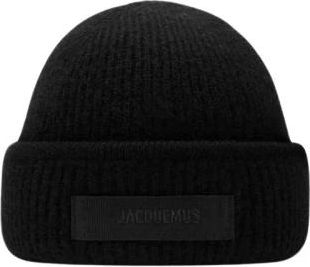 Jacquemus Homme, Accessoires, Noir, Taille: ONE Size Bonnet en Laine Gros Grain Noir