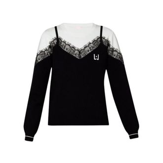 Liu Jo Langer Rundhals-Strick - - Knitwear - Damen - Schwarzk - XL
