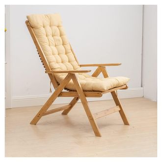 Generic Mid Jahrhundert Moderner Gelber Akzent Stuhl - Verstellbarer 6-Position Lounge Sessel mit Kissen Stilvolle Holz Sessel für Wohnzimmer Komfortabler Ohr