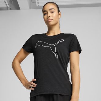 Puma TAD ESSENTIALS Meliertes Logo-T-Shirt Damen, Kleidung, Schwarz, XXS