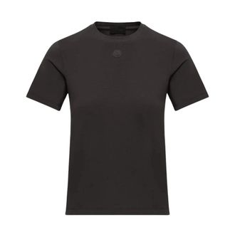 Moncler Stretch Cotton Jersey T-Shirt - Cropped Slim Fit mit Logo-Detail - - Tops - Damen - Schwarzk - M
