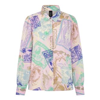 Marc Cain Femme, Blouses et Chemises, Multicolore, Taille: 44 FR Blouse avec Imprim&eacute; Timbres