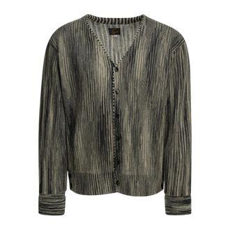 Needles Sx455C Gestreifter Strickcardigan - - Knitwear - Herren - Schwarzk - XL