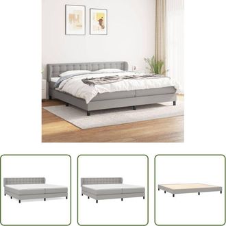 vidaXL Matratze - Boxspringbett mit Matratze Hellgrau 200x200 cm Stoff