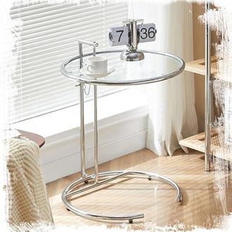 Generic Table dappoint Ronde for canap&eacute;, r&eacute;glable en Hauteur, Table Basse en Verre en Forme de C, Table Basse Transparente &eacute;l&eacute;gante for lit, Table de canap&eacute; f