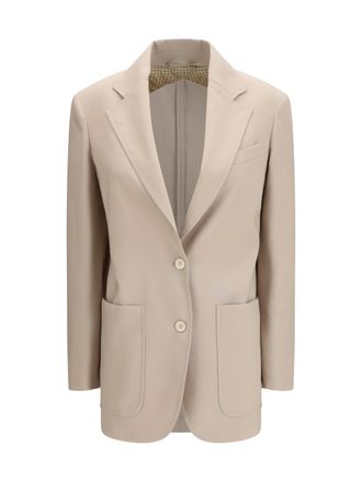 Max Mara Womens Blazer Moss Green Wool-Blend Fleece Wool Jacket