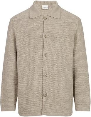 Closed Cardigan en crochet en coton m&eacute;lang&eacute;