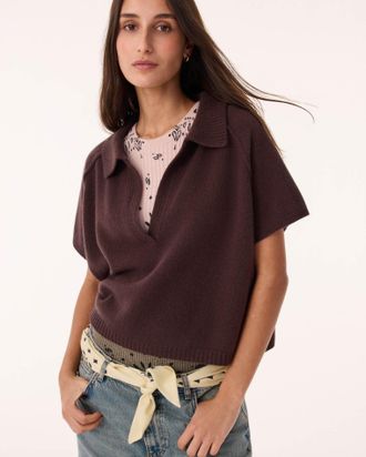 Kujten Polo femme cachemire manches courtes - Pull Aenor