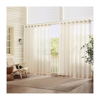 Elrene Home Fashions Carmen Sheer Extra Breit Wetterfester Vorhang mit &Ouml;sen Oben mit passendem Raffhalter f&uuml;r Veranda, Pergola, Terrasse, Deck, 295 cm B x 24