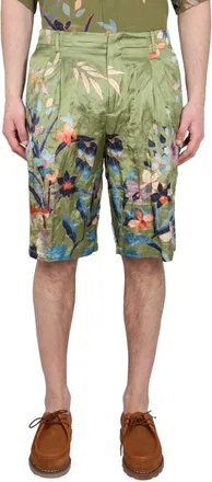 Etro Floral Print Cotton Bermuda Shorts - Green