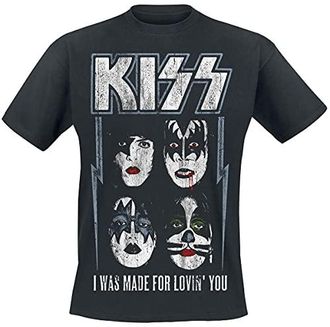 Kiss I Was Made for Lovin You Homme T-Shirt Manches Courtes Noir L