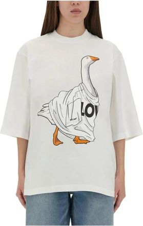 Moschino Femme, Tops, Blanc, Taille: 36 FR T-shirt en coton &agrave; col rond