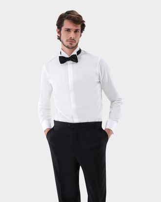 van Laack Smokinghemd mit Kl&auml;ppchenkragen und extra langem Arm Tailor Fit