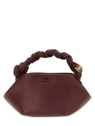 Ganni Womens Mini Handbag Bou Bordeaux Recycled Leather Handbags Hand Bags