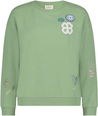 Cartoon Sweatshirt Damen mit Rippb&uuml;ndchen