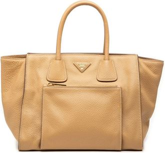 Prada Hobo Bags - Vitello Daino Front Pocket Open Convertible Tote - Gr. unisize - in Braun - f&uuml;r Damen