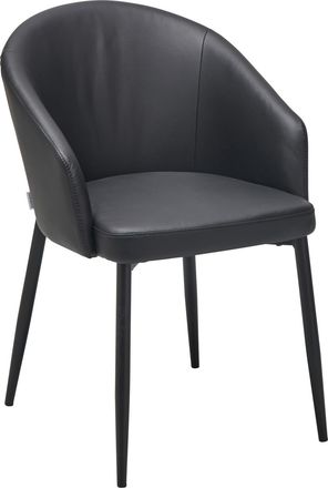 Livetastic Armlehnstuhl Echtleder, Schwarz, Metall, Leder, Echtleder, Büffelleder, Füllung: Polyetherschaumkern, Rundrohr, 55x81.5x61 cm