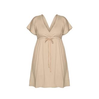 Generic Robe d&eacute;t&eacute; d&eacute;contract&eacute;e &agrave; manches courtes et col en V profond pour femme - Grande taille - Robe d&eacute;t&eacute; boh&egrave;me pour la plage, les vacances - Essentiels de