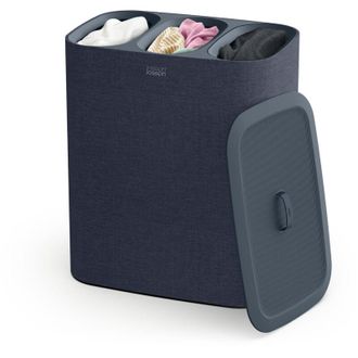 Joseph Joseph Leicht zu entleerender W&auml;schekorb deJoseph Joseph Tota Trio de 90 Liter (schwarz) - 3 F&auml;cher, robust und leicht dezu entleeren, ideal f&uuml;r die