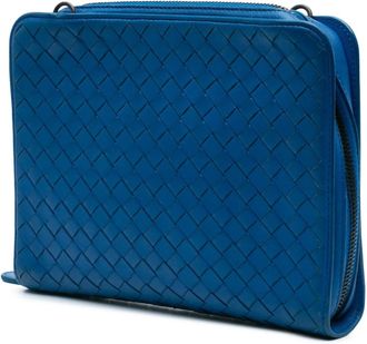 Bottega Veneta Hobo Bags - Nappa Intrecciato Zip Around Wallet On Chain - Gr. unisize - in Blau - f&uuml;r Damen