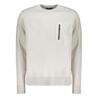 Herno Minimalistischer Pullover mit Tasche und Rundhalsausschnitt - - Knitwear - Herren - Grau - L